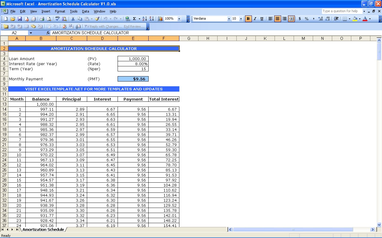 21 Best Loan Amortization Calculator Excel Template