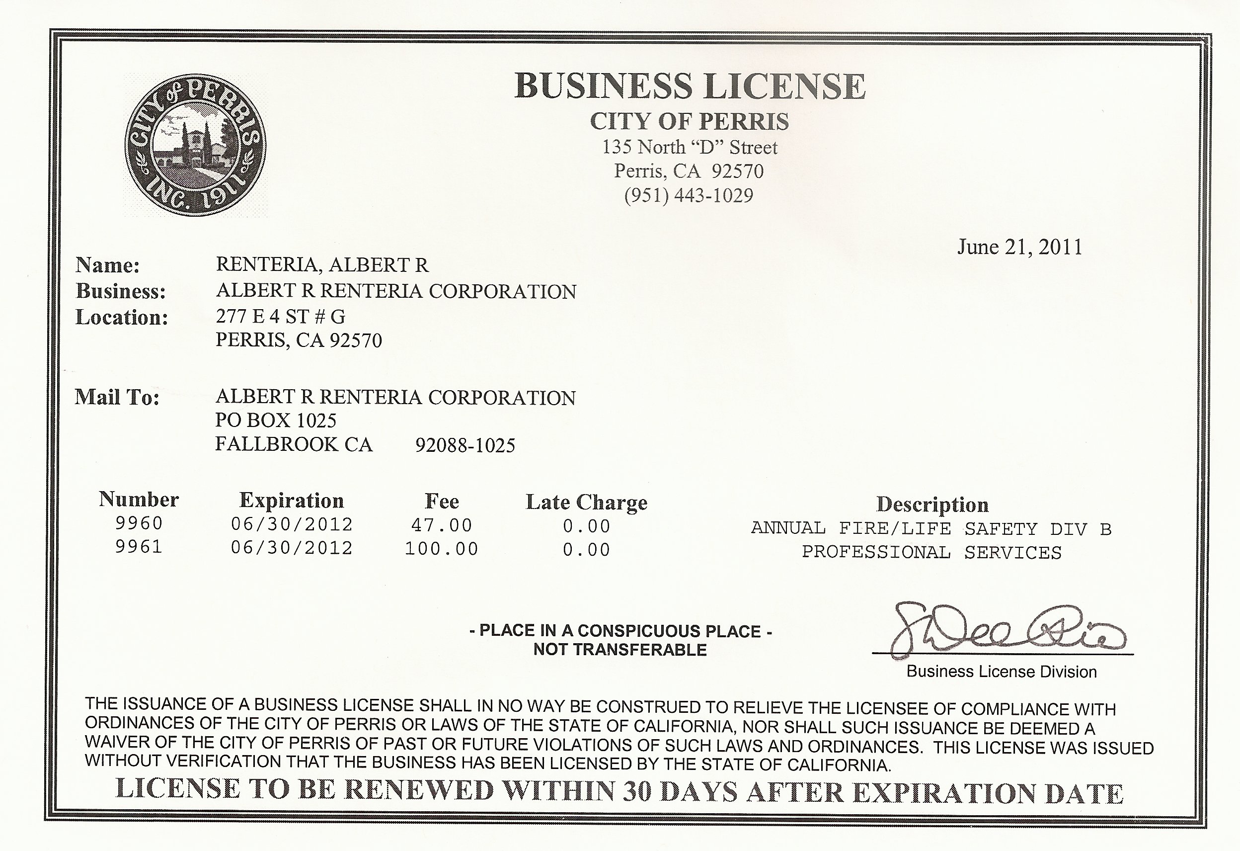 Business License Template Printable Templates