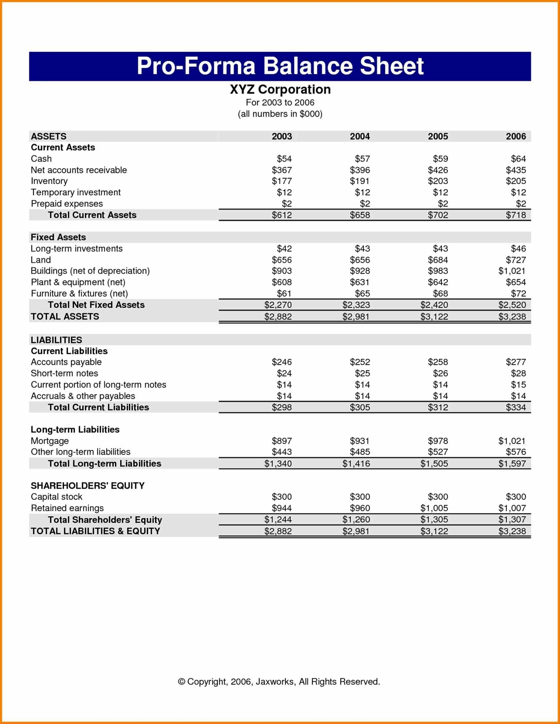 Monthly Balance Sheet Template Excel Example Of Spreadshee Personal 