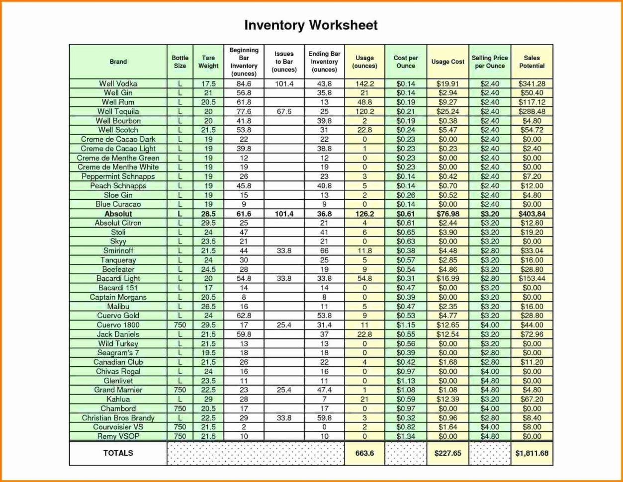 Bar Liquor Inventory List Inventory Spreadshee Bar liquor Inventory List 