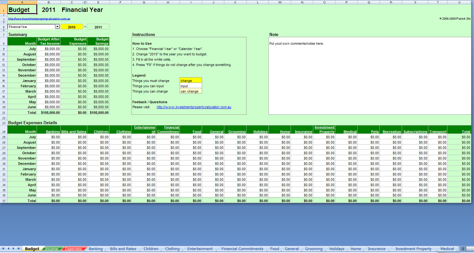 Financial Planning Excel Sheet Expense Spreadshee Financial Planner 
