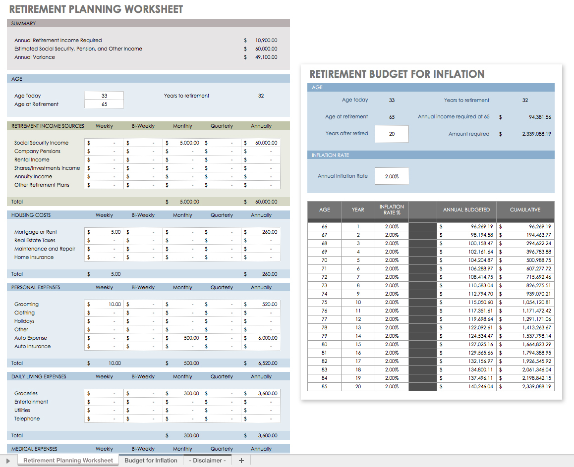 Financial Planning Excel Sheet Expense Spreadshee Financial Planner 