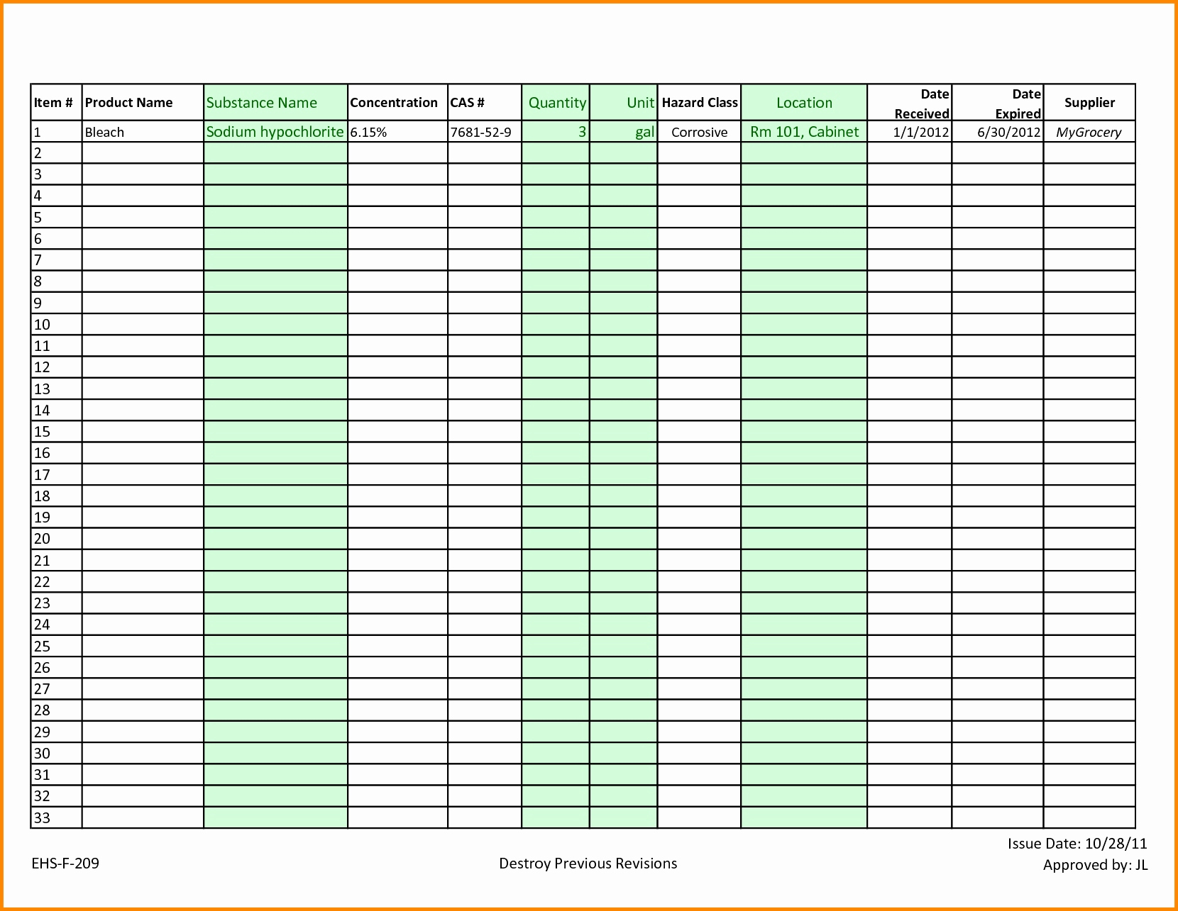Spread Sheet Printable