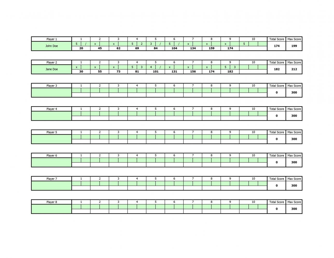 Bowling Stats Spreadsheet Printable Spreadshee Bowling Stats 