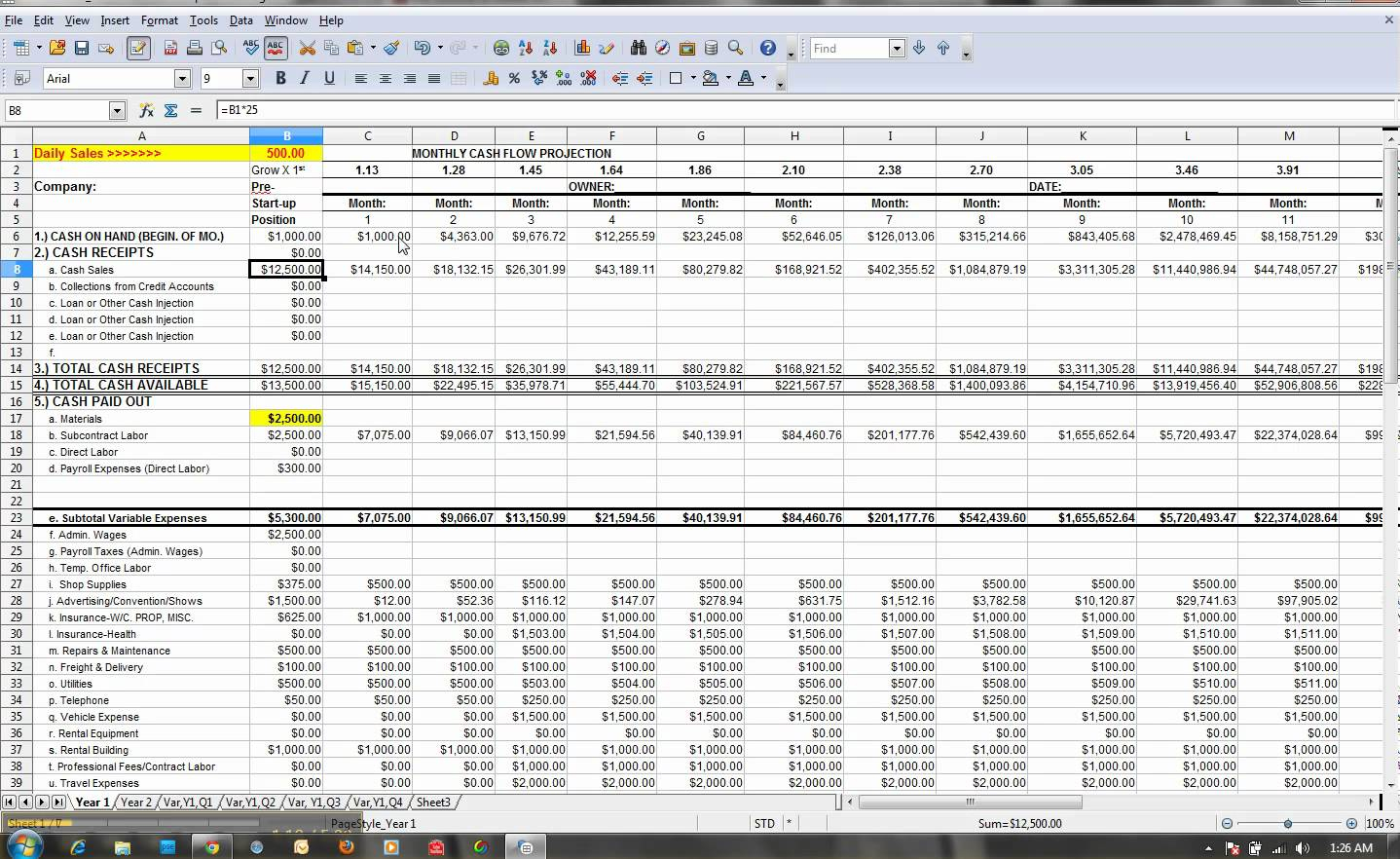 Cash Flow Projection Spreadsheet Google Spreadshee Cash Flow Projection 