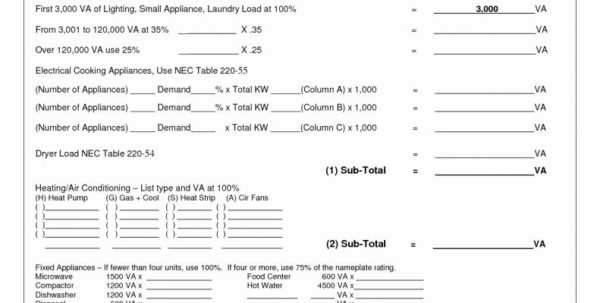 Commercial Electrical Load Calculation Spreadsheet 2 Spreadsheet Downloa commercial electrical ...