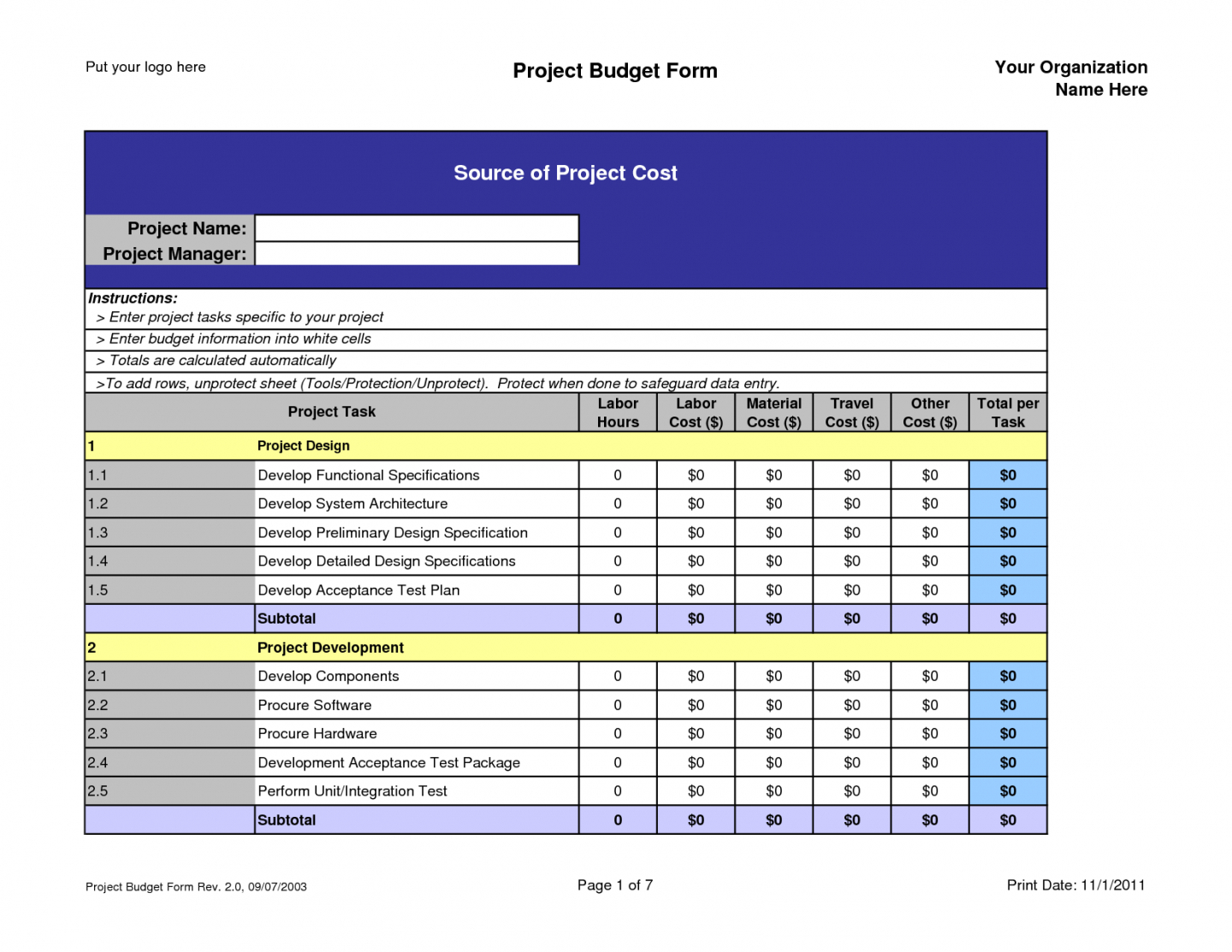 Example Of A Project Budget Spreadsheet Spreadsheet Downloa Example Of A Project Budget 
