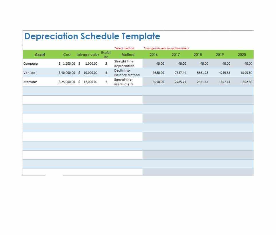Depreciation Excel Template Excel Templates