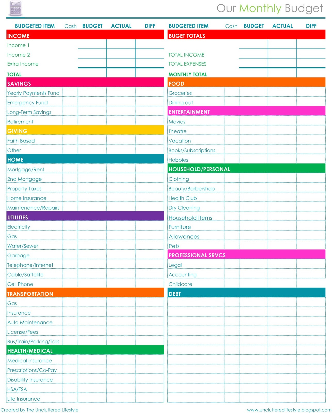 Free Printable Budget Template Excel Free Printable Templates