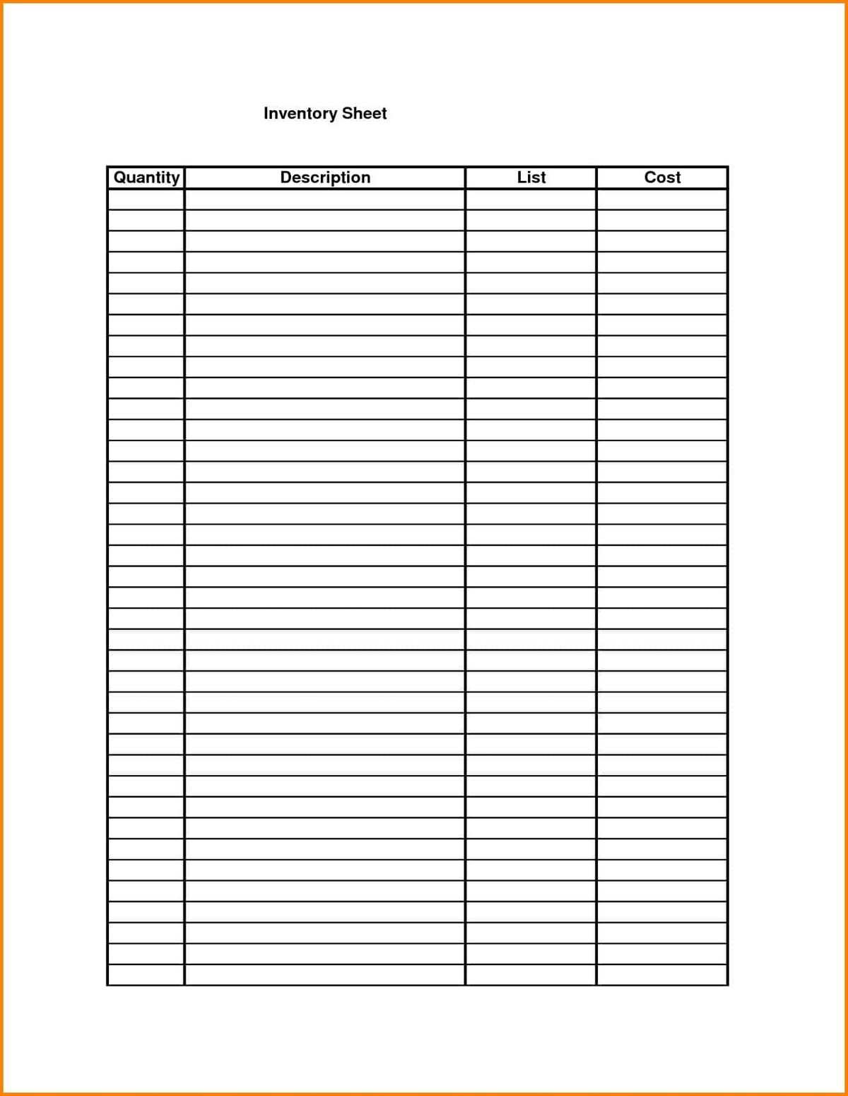 Printable Spreadsheet Template