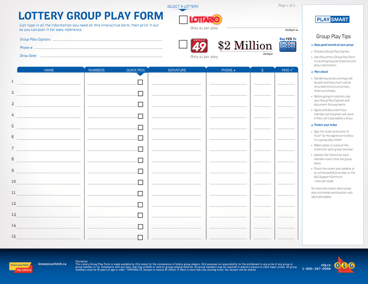 Group Lottery Spreadsheet Printable Spreadshee Group Lottery Tracking 