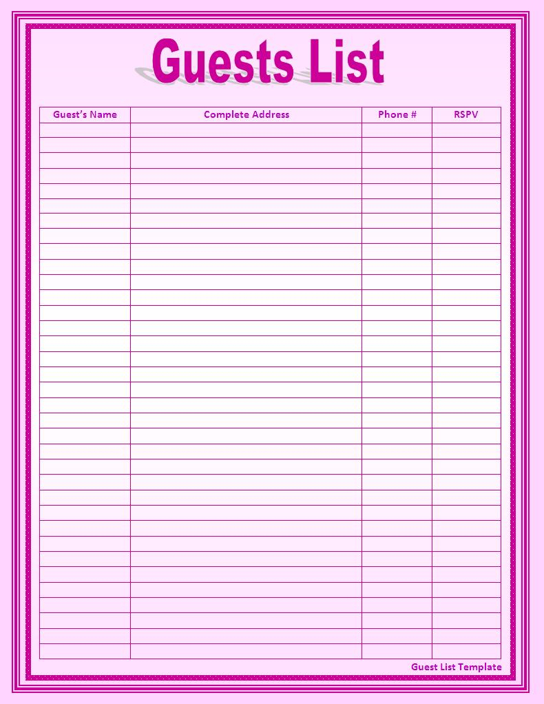 Guest List Spreadsheet Intended For Wedding Invite Listadsheet Guest 