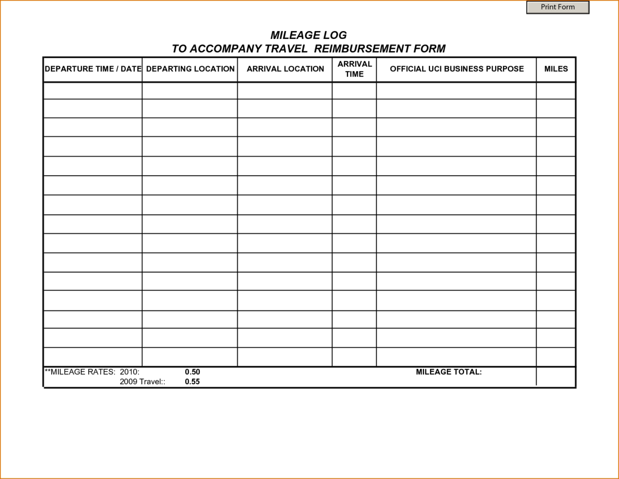 Mileage Expense Report Spreadsheet Printable Spreadshee Mileage Expense 
