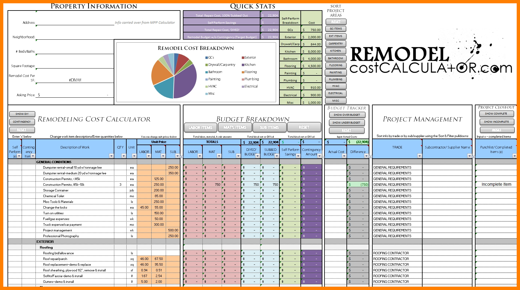 Renovation Budget Spreadsheet Template Google Spreadshee Home 