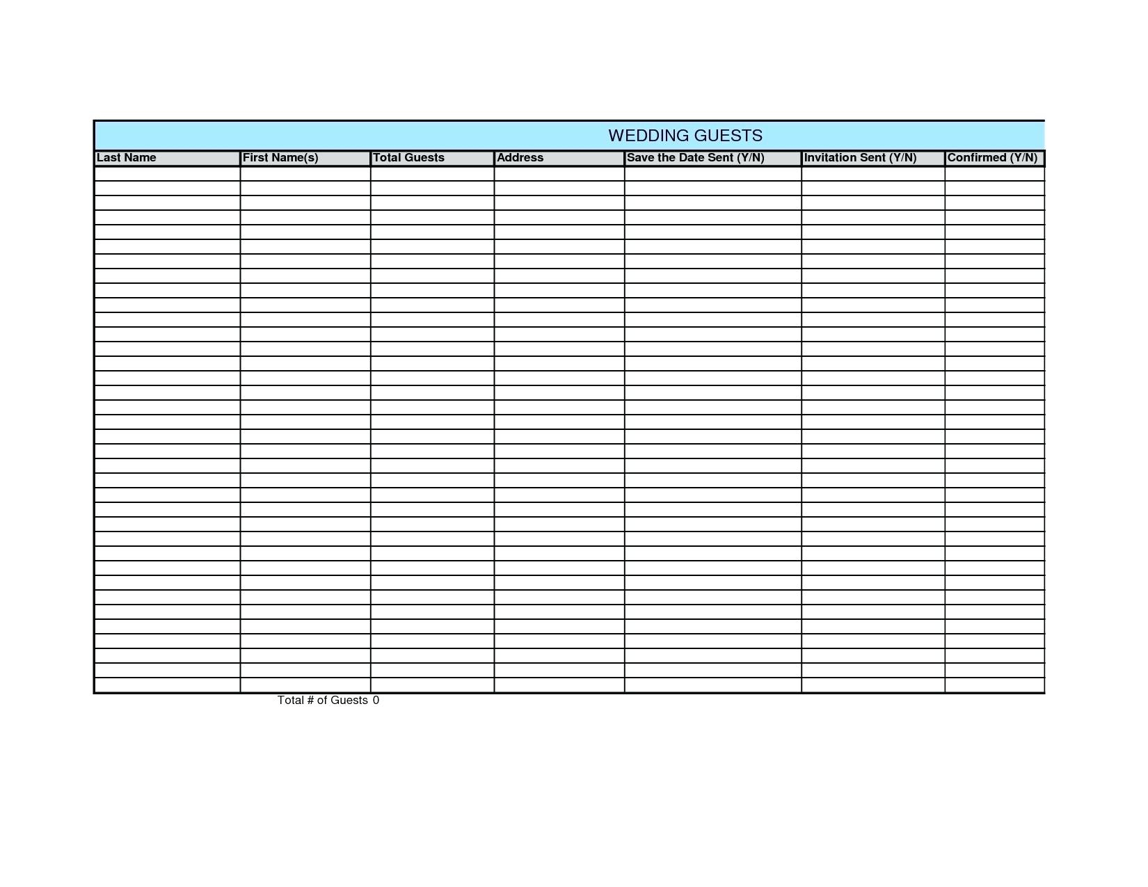 Sample Wedding Guest List Spreadsheet Google Spreadshee Sample Wedding 