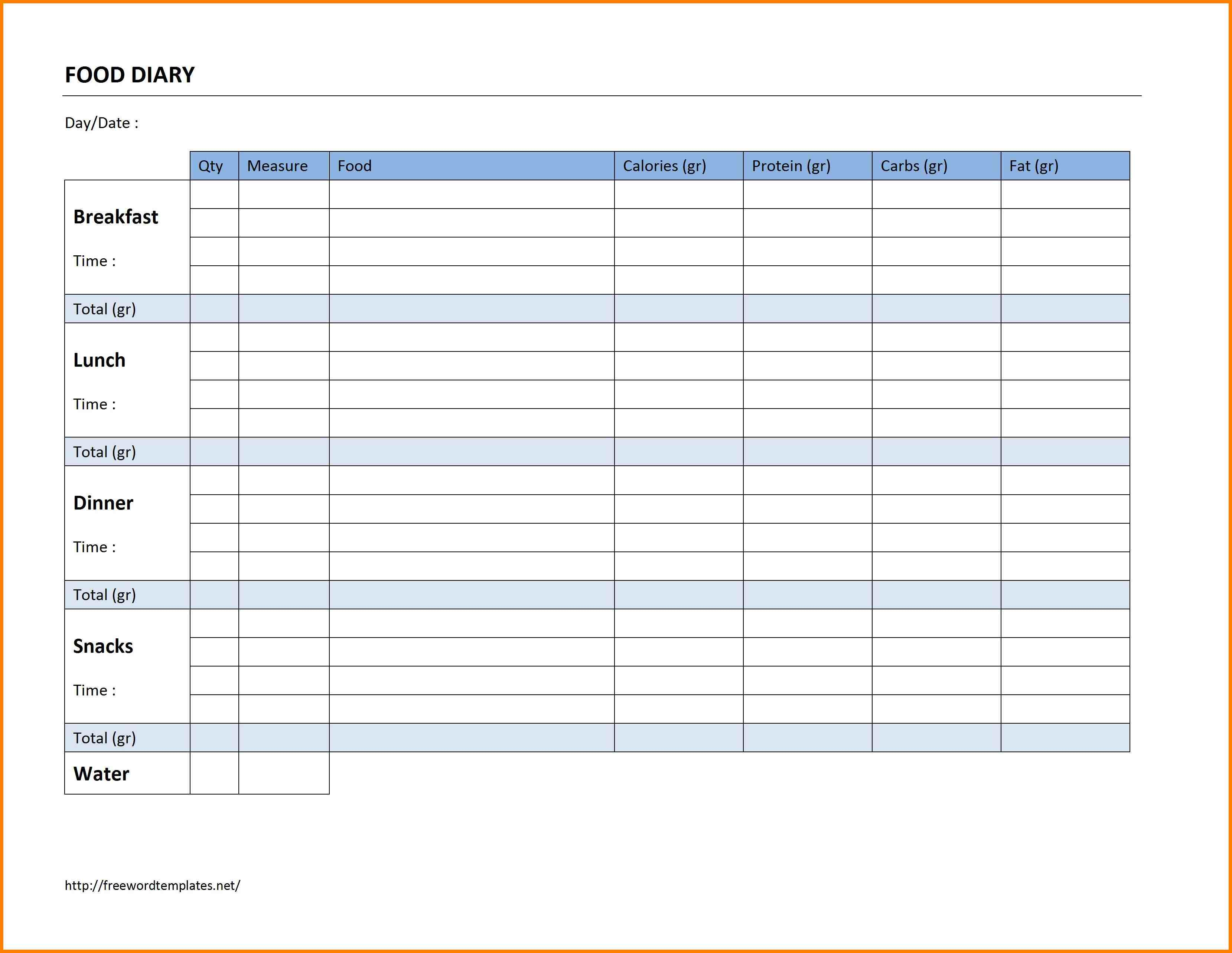 Slimming World Food Diary Spreadsheet Printable Spreadshee Free 