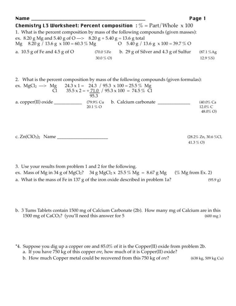 Worksheet Composition Empirical Formulas — db-excel.com