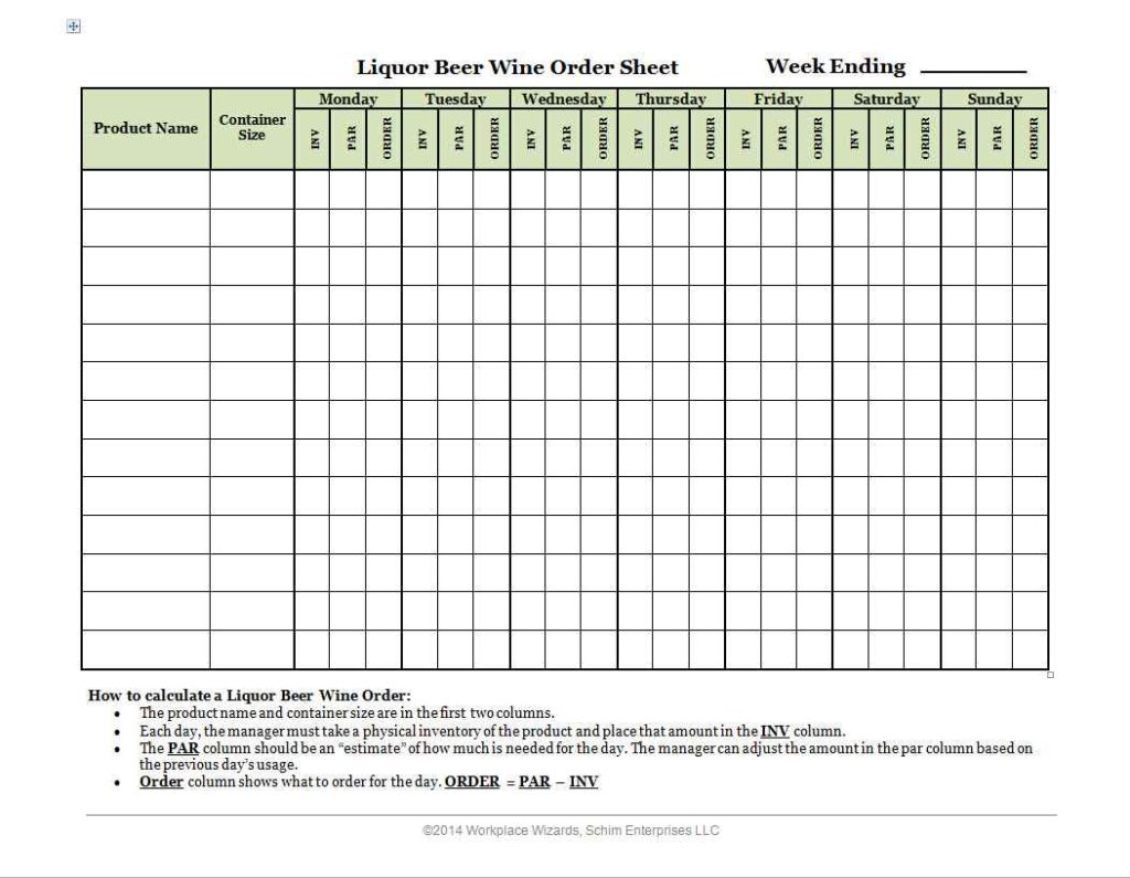 Bar Inventory List Spreadsheet Db excel