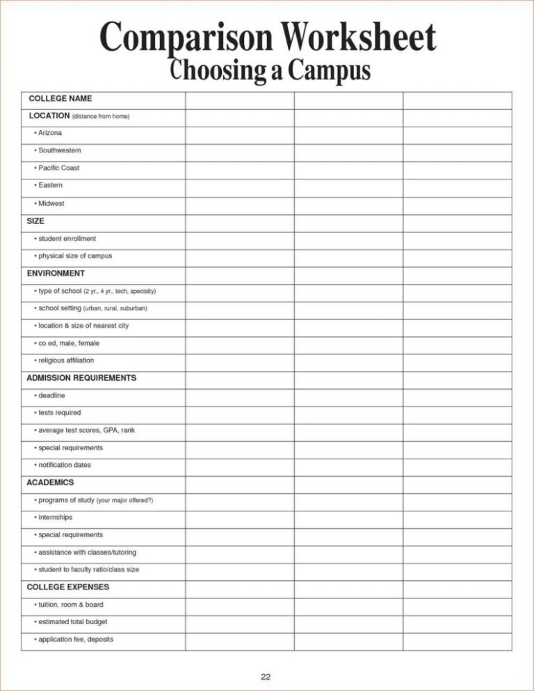 Comparison Spreadsheet Template — db-excel.com