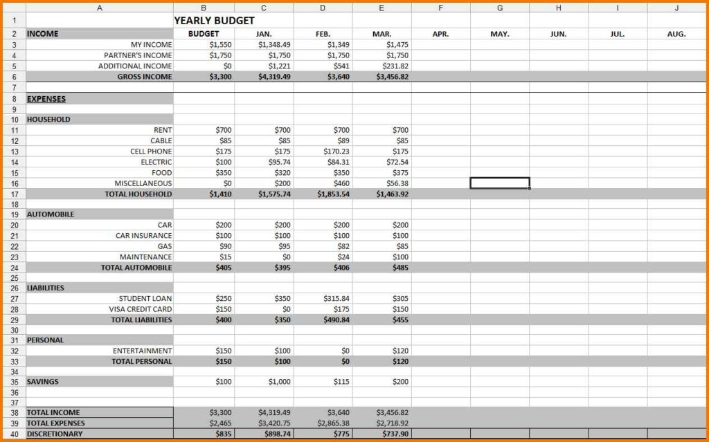 Monthly Expense Spreadsheet Template Db excel
