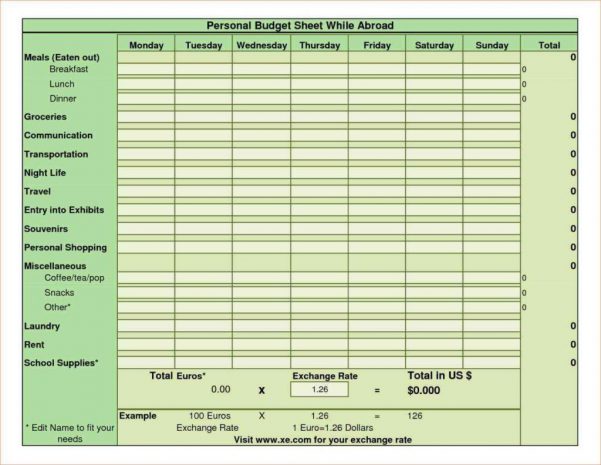 Personal Budget Spreadsheet Templates Db excel