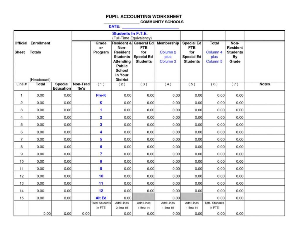 44 Printable Free Accounting Worksheet Template Images