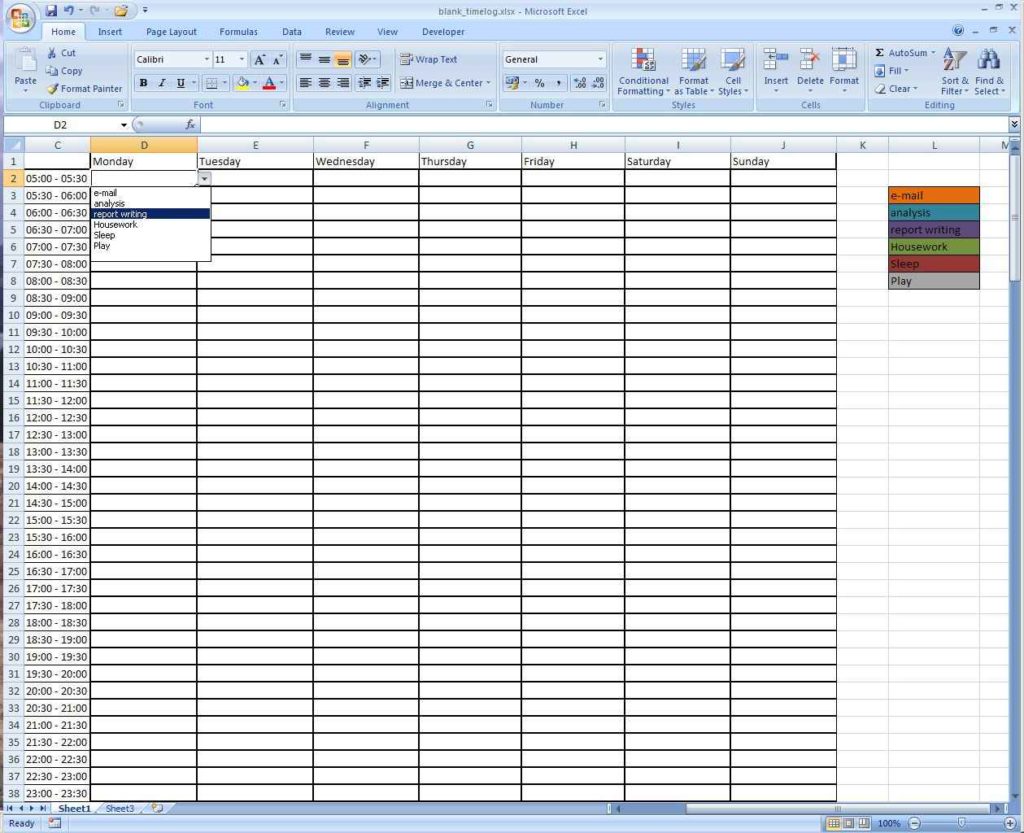 Time Management Spreadsheet Template Db excel