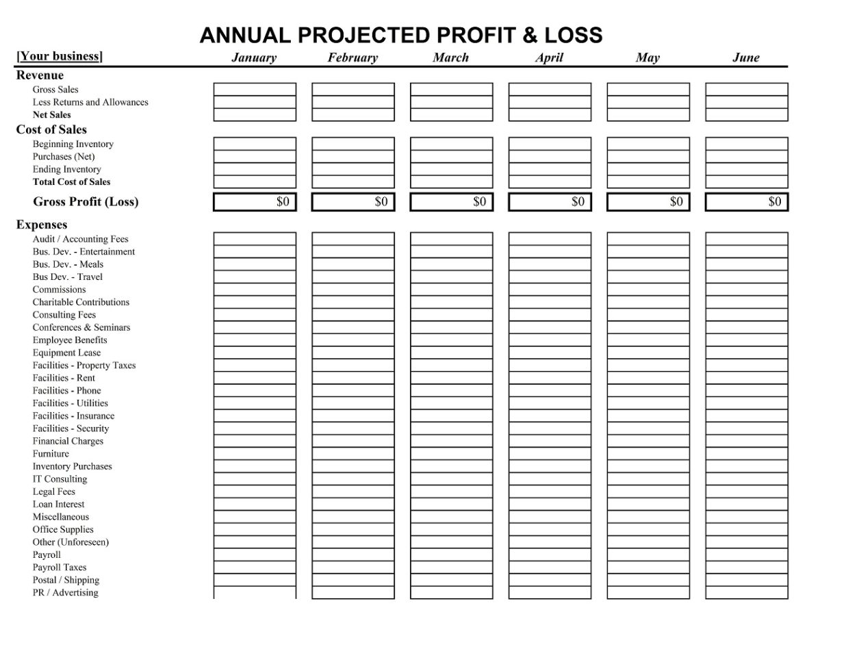 Simple Profit And Loss Statement Template Db excel