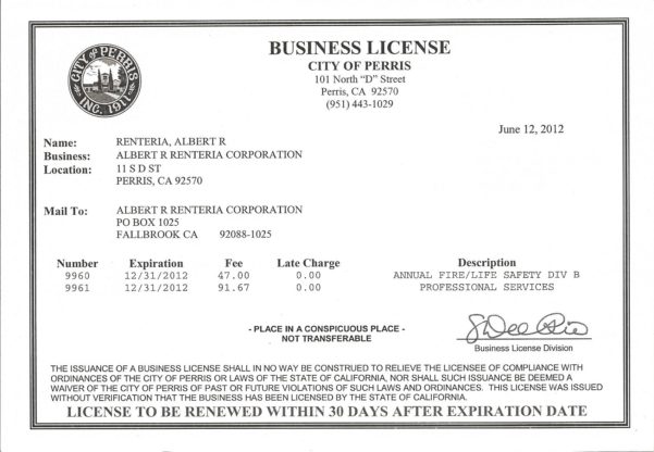 Business License Samples — db-excel.com