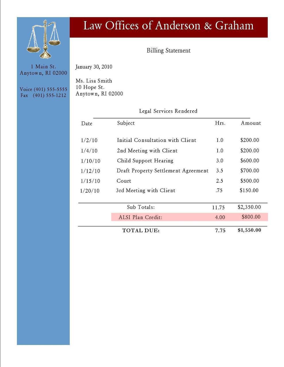 Legal bill template Db excel Legal bill template Db excel