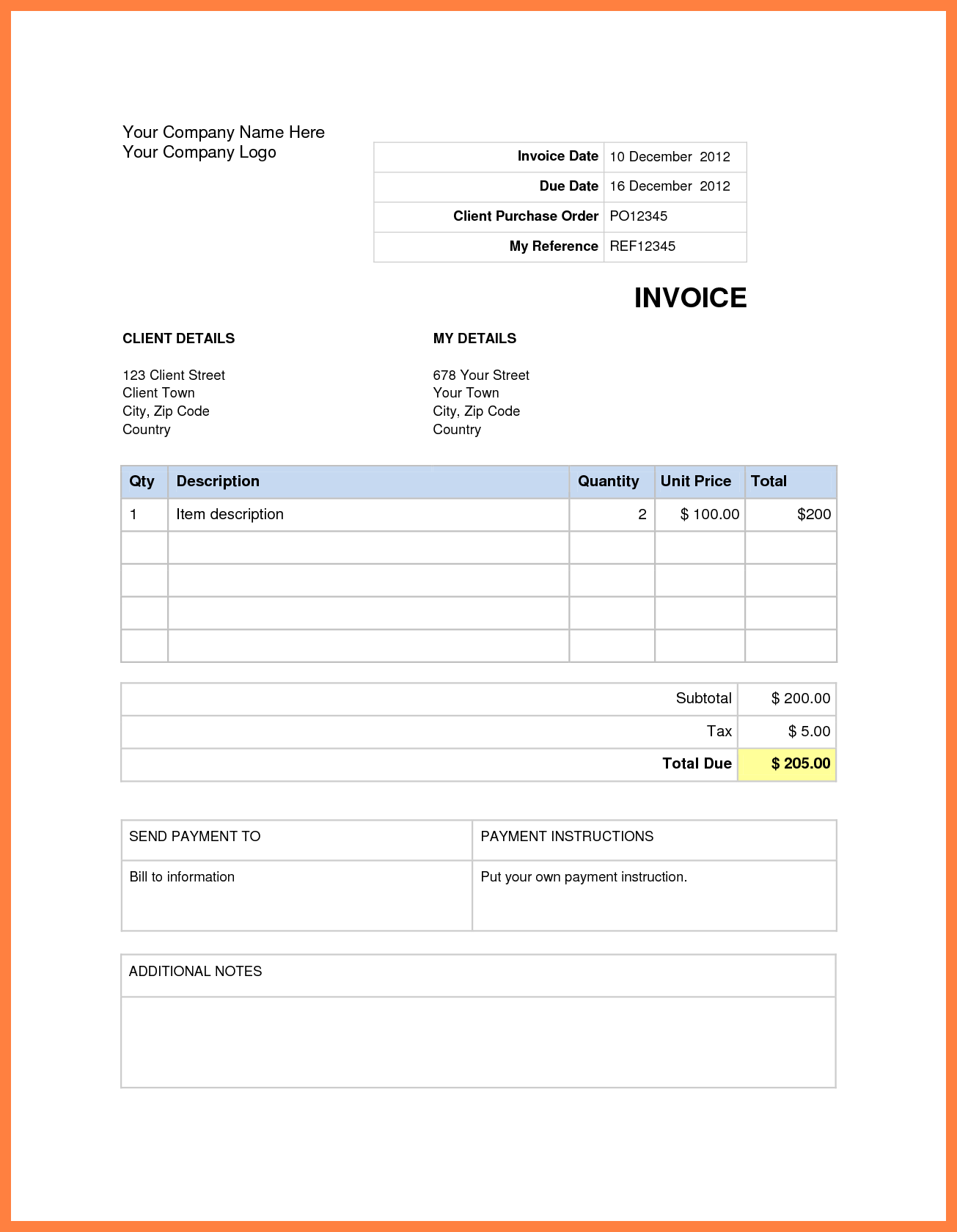 Invoice Template For Microsoft Word 2010 Invoice Resume Template Vrogue