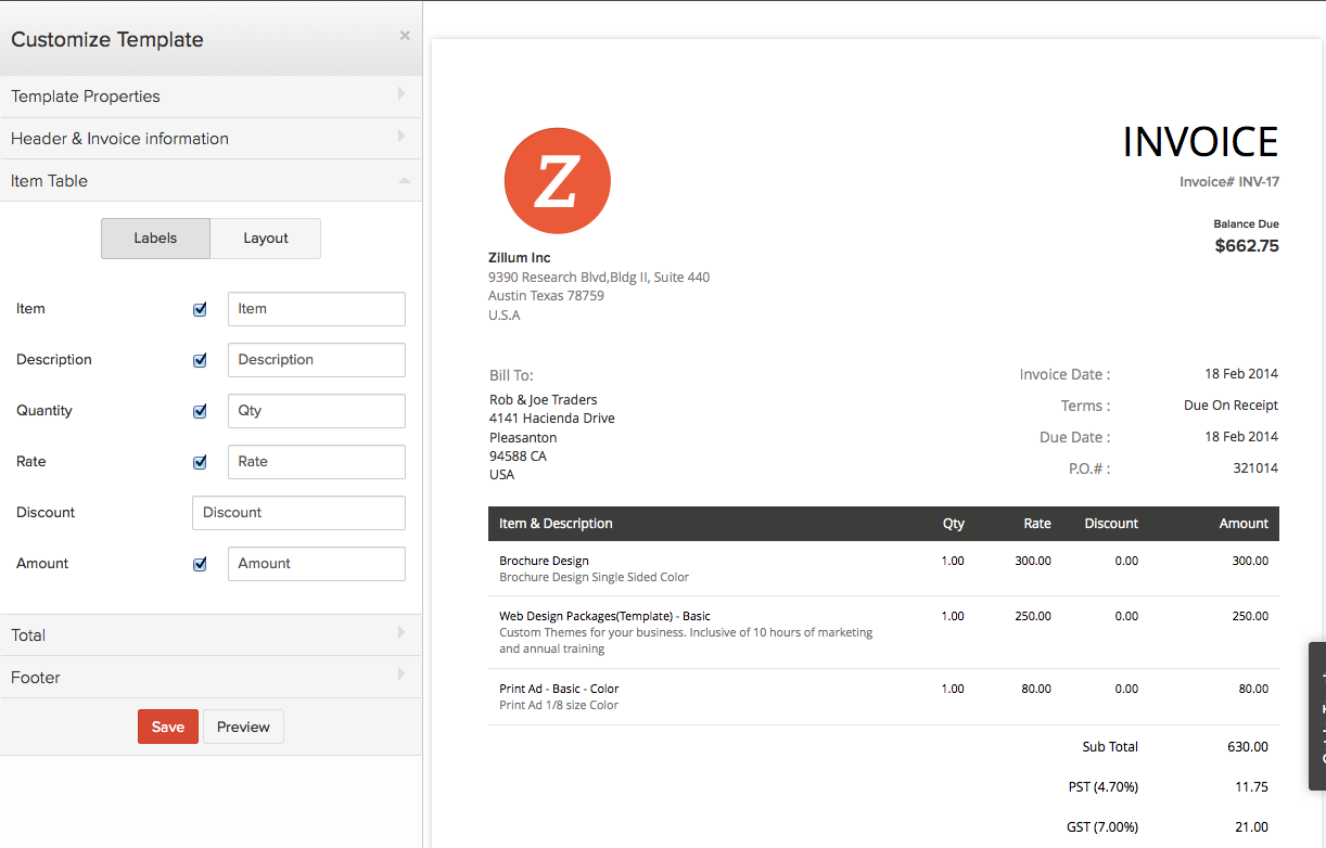 Quickbooks online invoice template Db excel