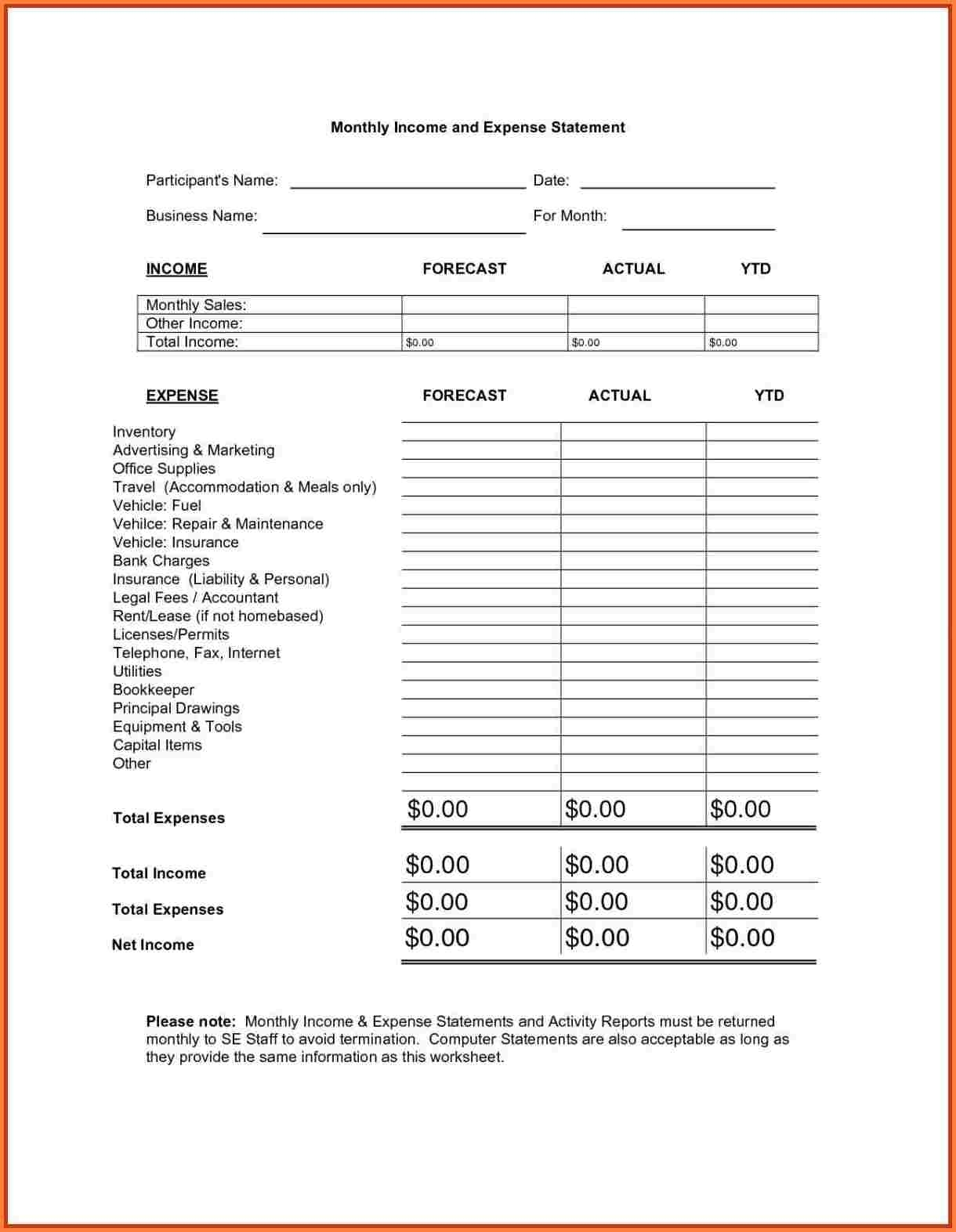 4 Income Expense Statement Statement Synonym Throughout Monthly