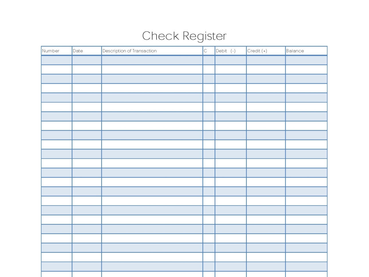 5 Printable Check Register Templates Formats, Examples In Word Excel ...
