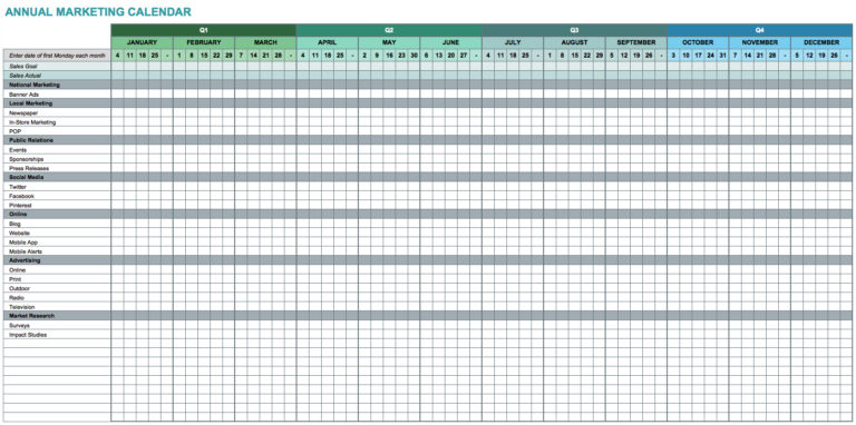 9 Free Marketing Calendar Templates For Excel - Smartsheet intended for ...