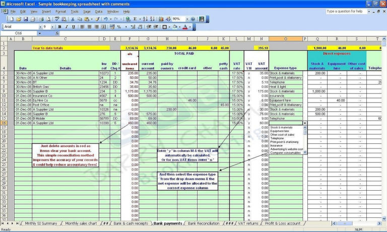 Accounting Bookkeeping Spreadsheets Templates Demo Also Bookkeeping ...