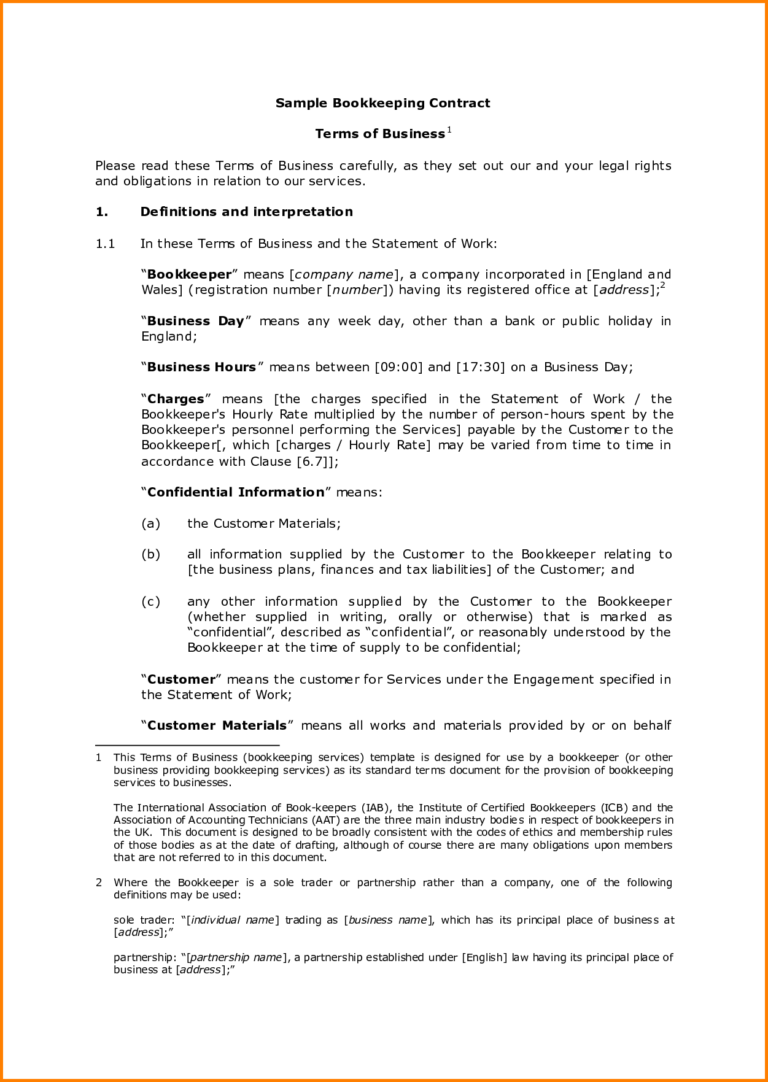 Bookkeeping Contract Template 3 - El Parga to Bookkeeping Contract ...