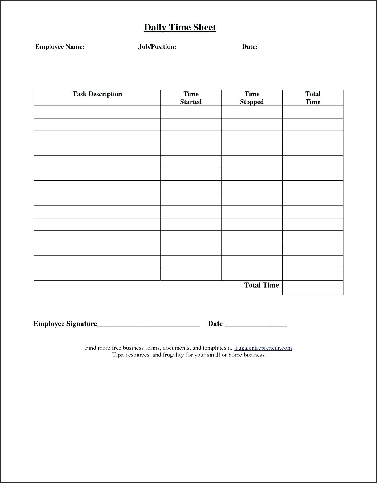 Daily Time Sheets Template To Time Spreadsheet Template Db excel