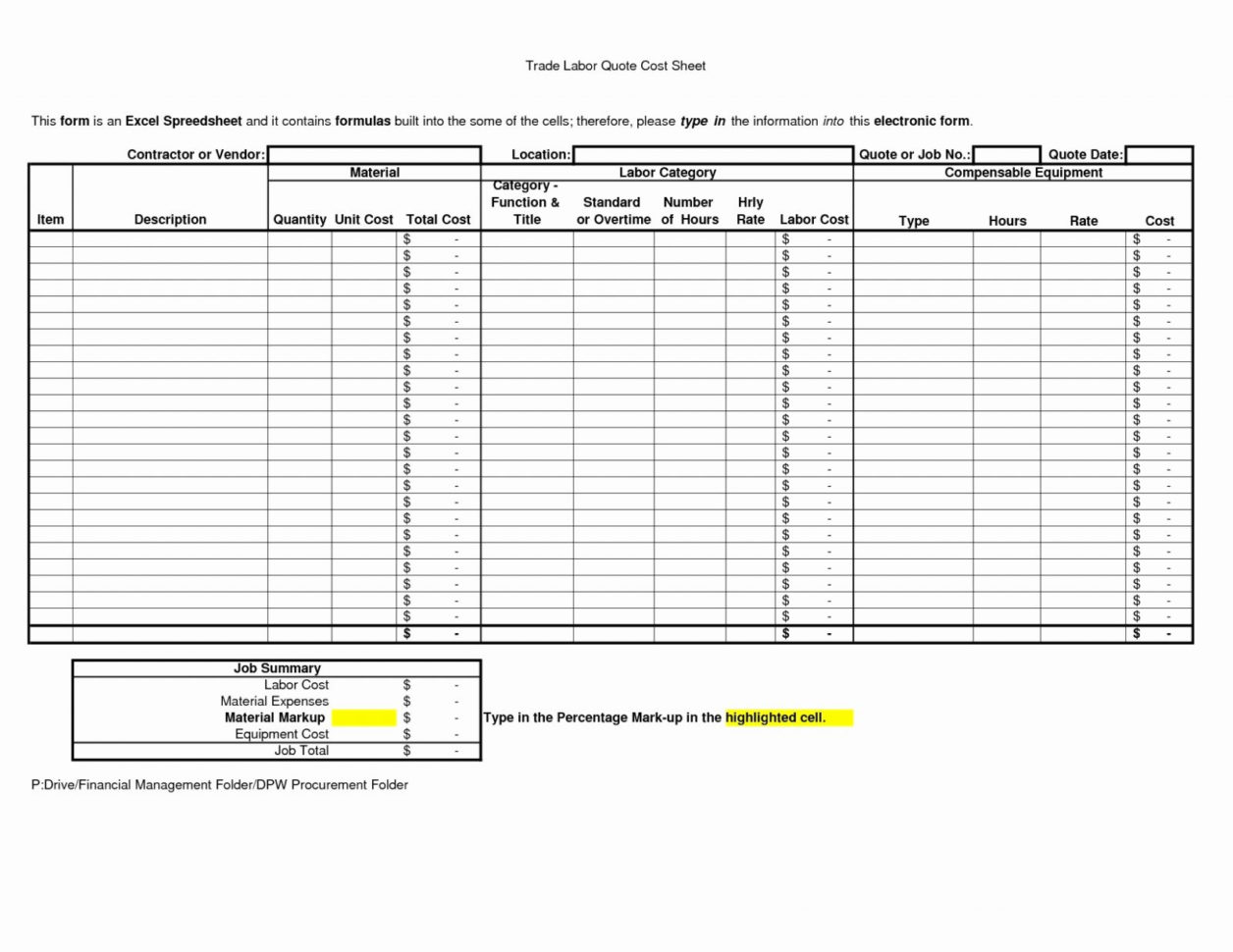 Example Of Excel Quotation Template Spreadsheets For Small Business ...