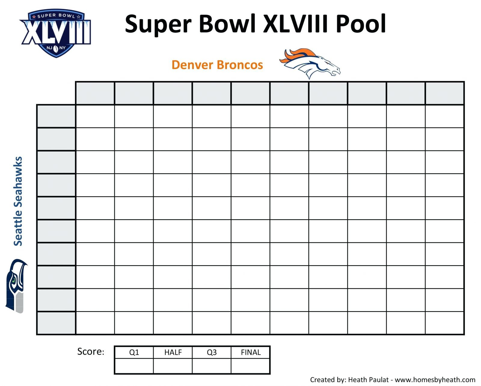 Printable Weekly Football Pool Sheet