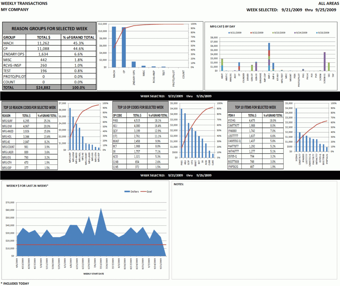 Excel Dashboard Sample: Weekly & Monthly Top-Ten Activity Reports ...