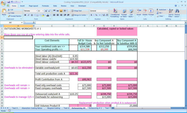 Excel Standard Costing Spreadsheets intended for Costing Spreadsheet Template — db-excel.com
