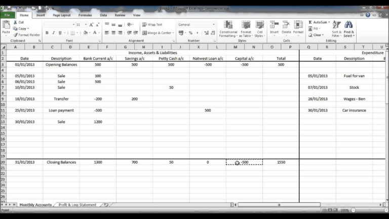 Free Double Entry Accounting Spreadsheet Example | Papillon-Northwan ...
