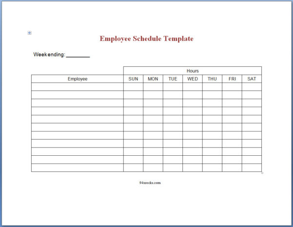 Free Printable Employee Schedule Template - 94Xrocks with Printable ...