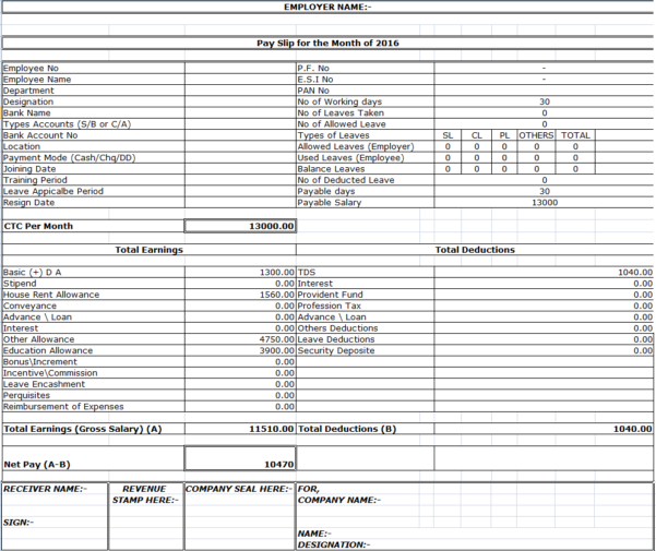 Salary Statement Format In Excel — db-excel.com