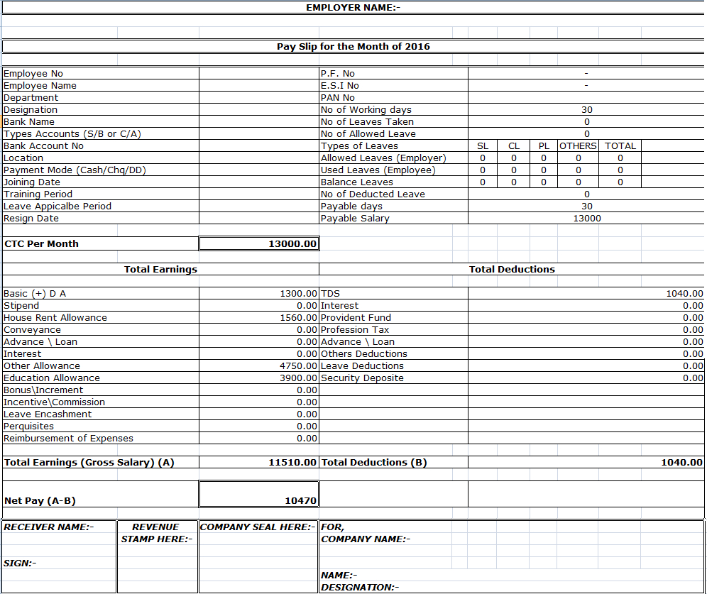 Salary Statement Format In Excel Db excel