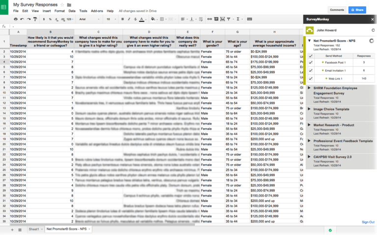 Google Drive And Surveymonkey Integrate! | Surveymonkey In Survey Spreadsheet Template — db ...