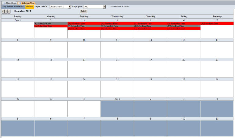 Microsoft Access Employee Scheduling Database Template with Employee ...