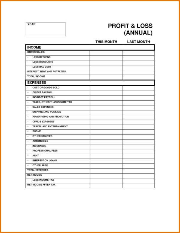 P & L Statement Template | Sosfuer Spreadsheet with Profit And Loss ...