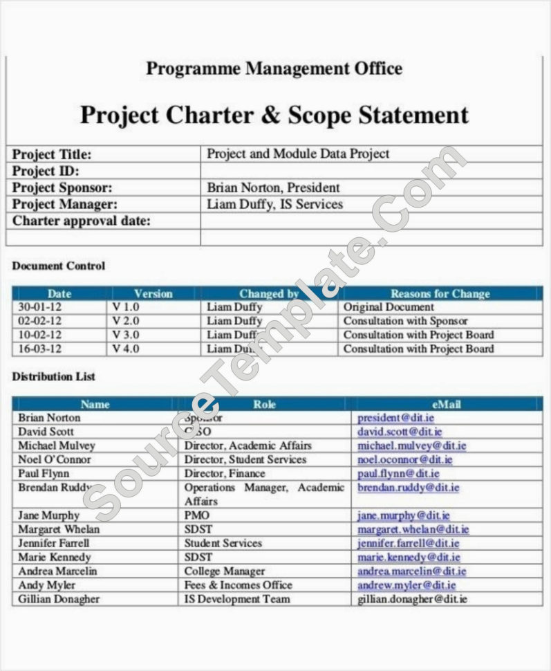 Project Charter In Project Management Project Charter Template intended ...